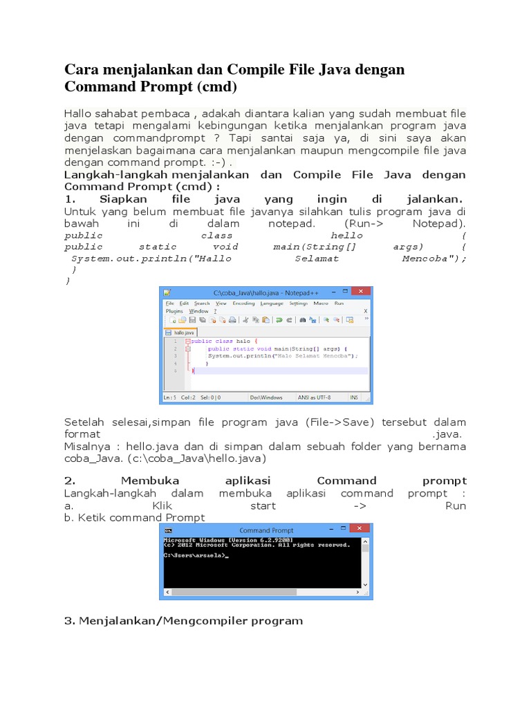 Cara Menjalankan Dan Compile File Java Dengan Command Prompt | PDF