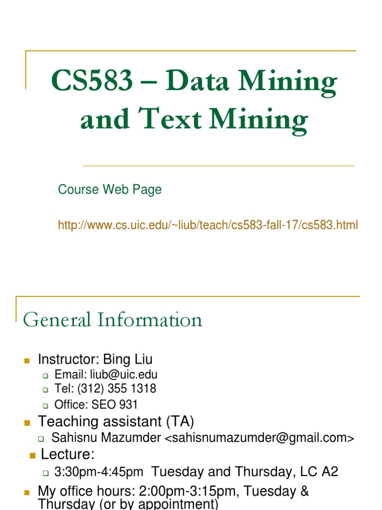 CS583 Chapter 1 Introduction | PDF | Data Mining | Information Retrieval