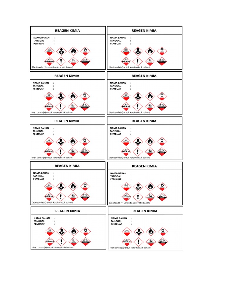 Label Reagen Bahan Kimia2 | PDF
