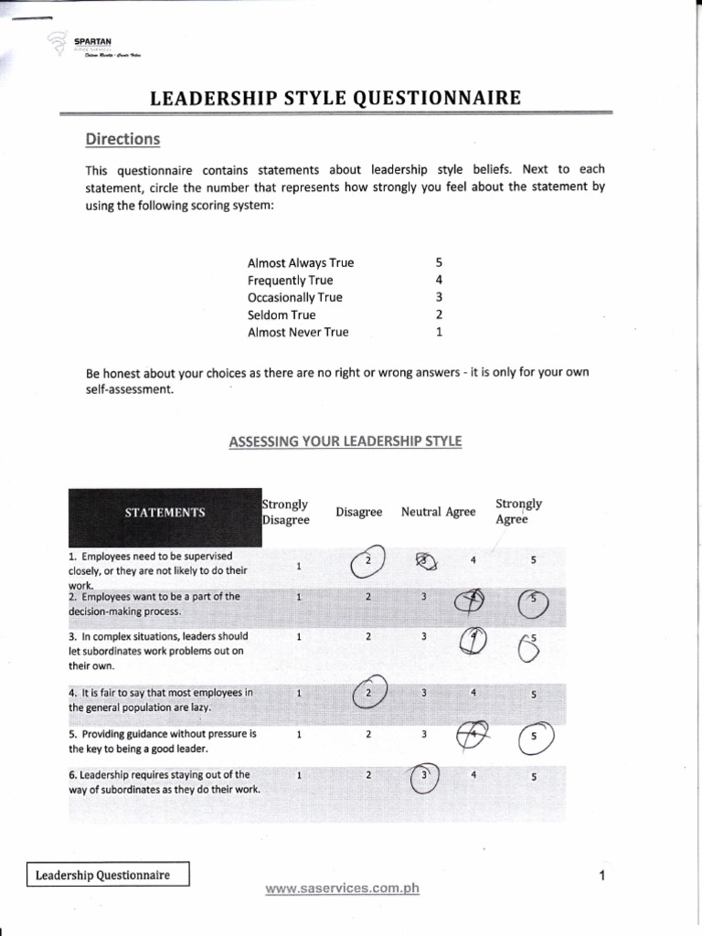 Leadership Questionnaire | PDF | Social Psychology | Behavior Modification