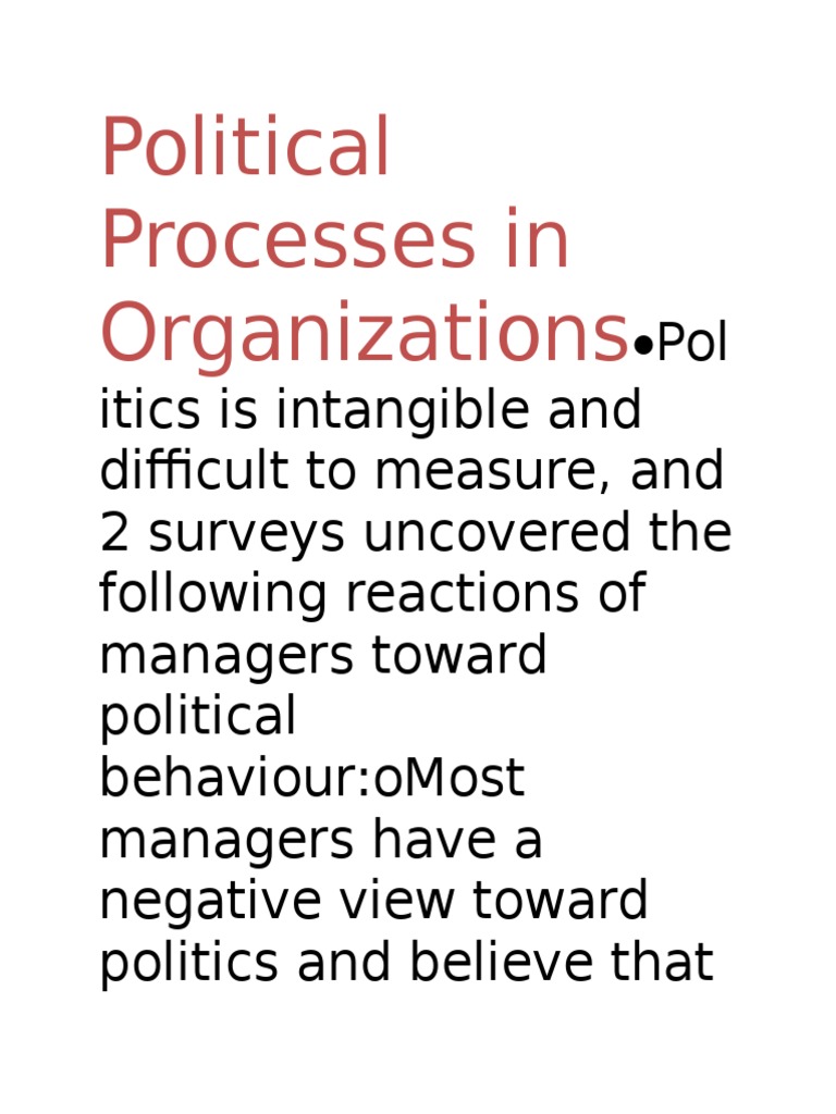 Political Processes in Organizations | PDF