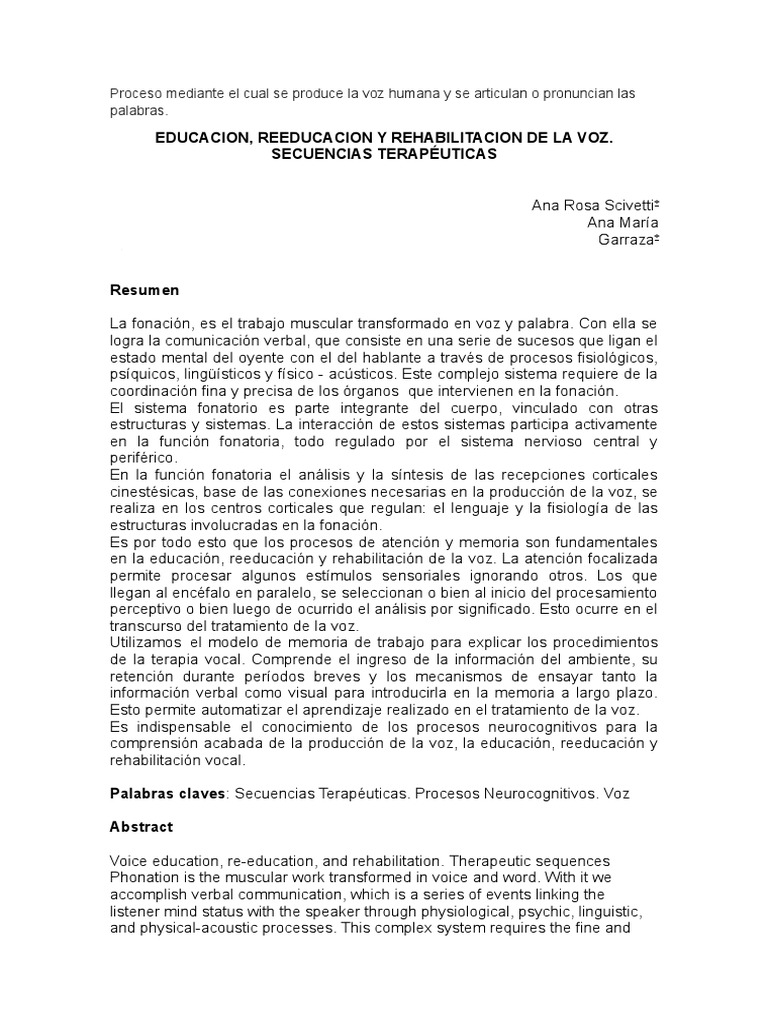 Proceso de La Voz Humana y Se Articulan o Pronuncian Las Palabras | PDF ...