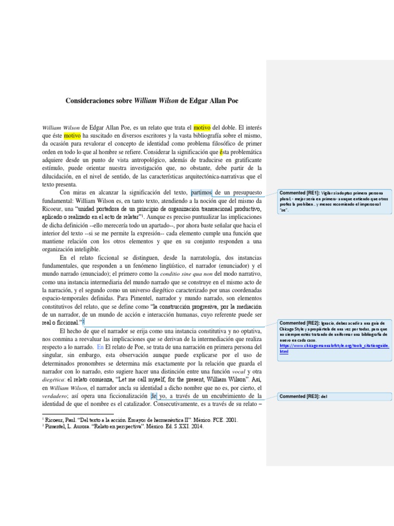 Final. Consideraciones Sobre William Wilson de Edgar Allan Poe | PDF ...