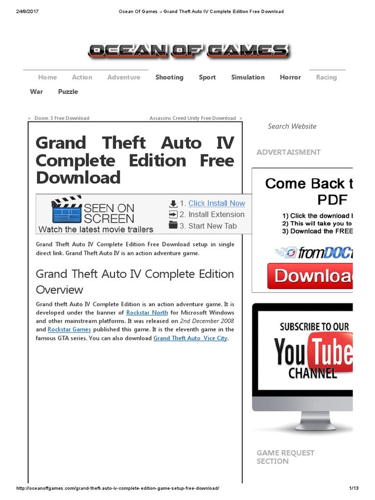 GTA IV Complete Edition Free Download | PDF | Computing | Software