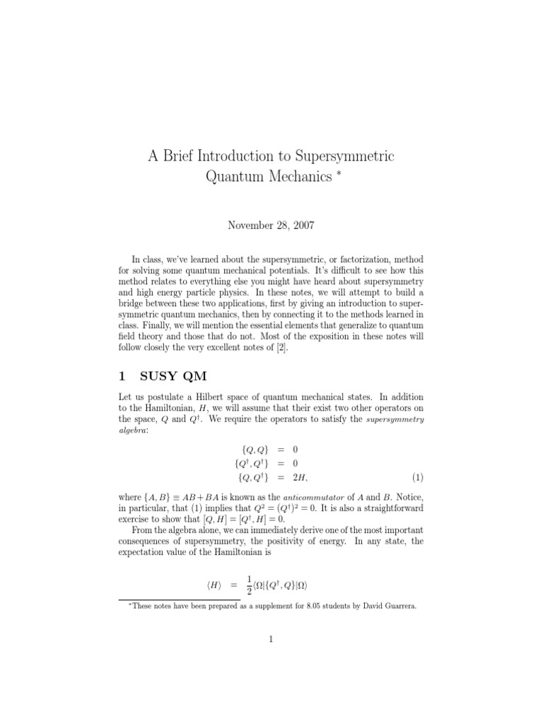 Susy QM | PDF | Quantum Field Theory | Physical Sciences