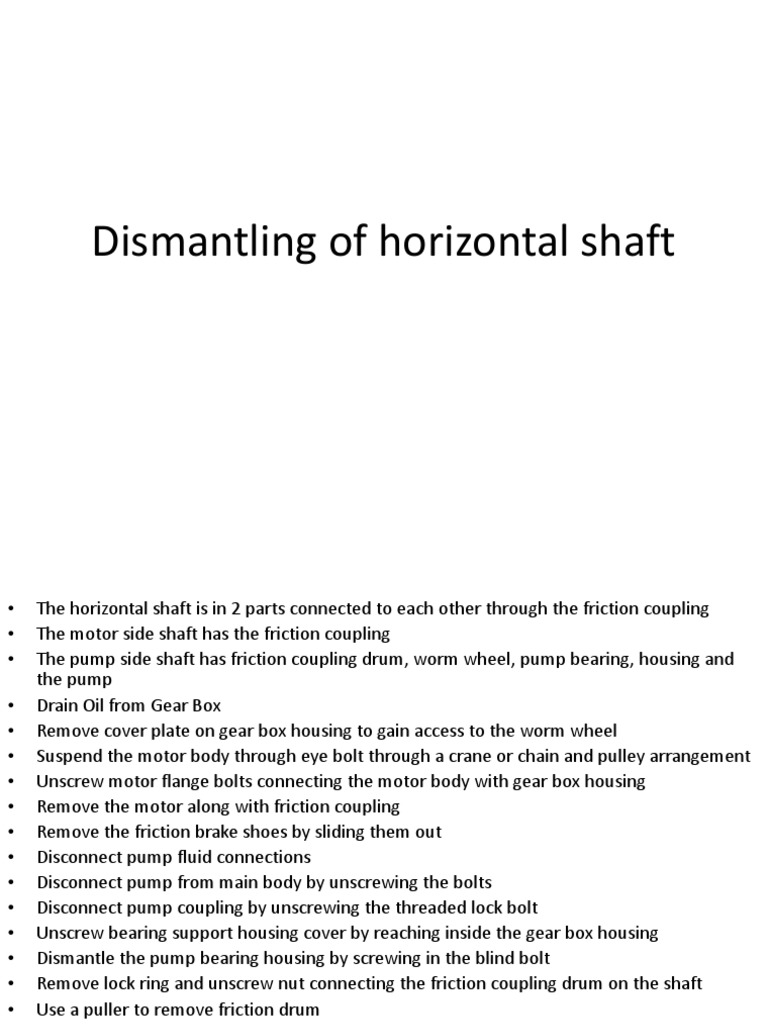 Dismantling of Horizontal Shaft | PDF