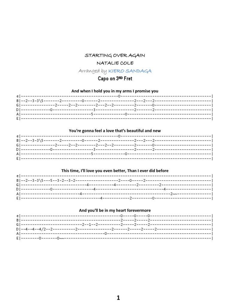 Starting Over Again Fingerstyle | PDF