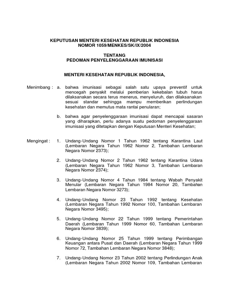 Pedoman Penyelenggaraan Imunisasi PDF | PDF | Pengembangan Diri