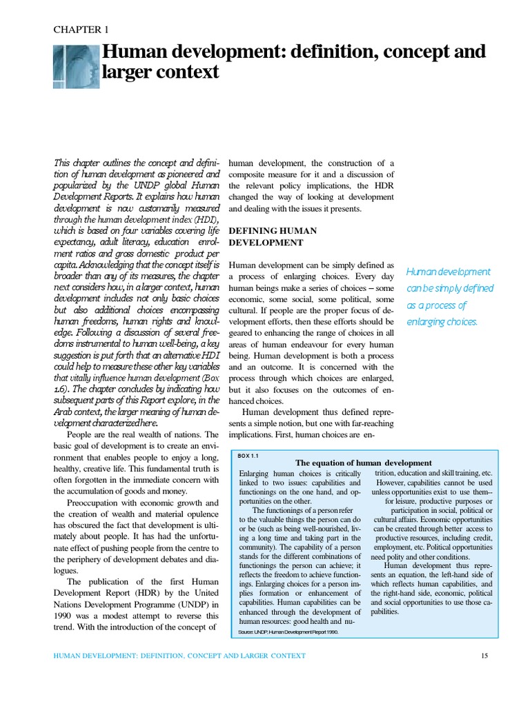 Human Development: Definition, Concept and Larger Context | PDF | Human Development Index ...