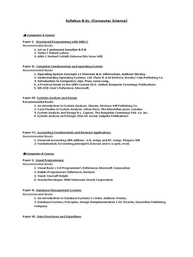B.Sc. Computer Science Syllabus Overview | PDF | Computing | Computer ...