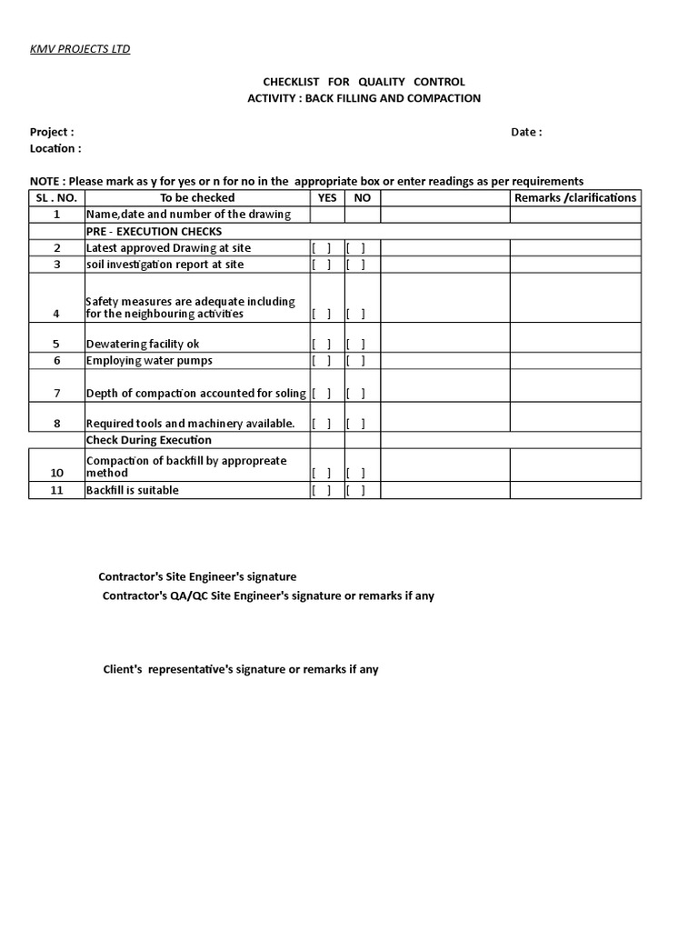 3.checklist For Back Filling and Compaction | PDF