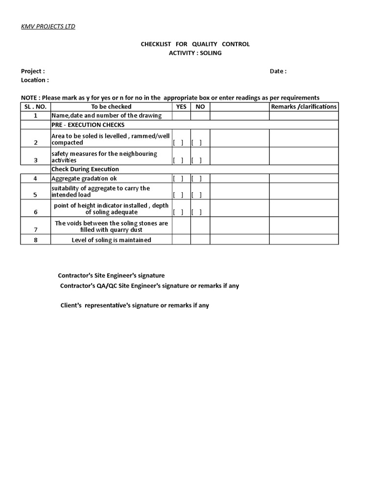 Checklist For Soling | PDF