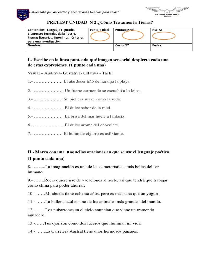 Evaluación de Poesía para 5° Básico | PDF