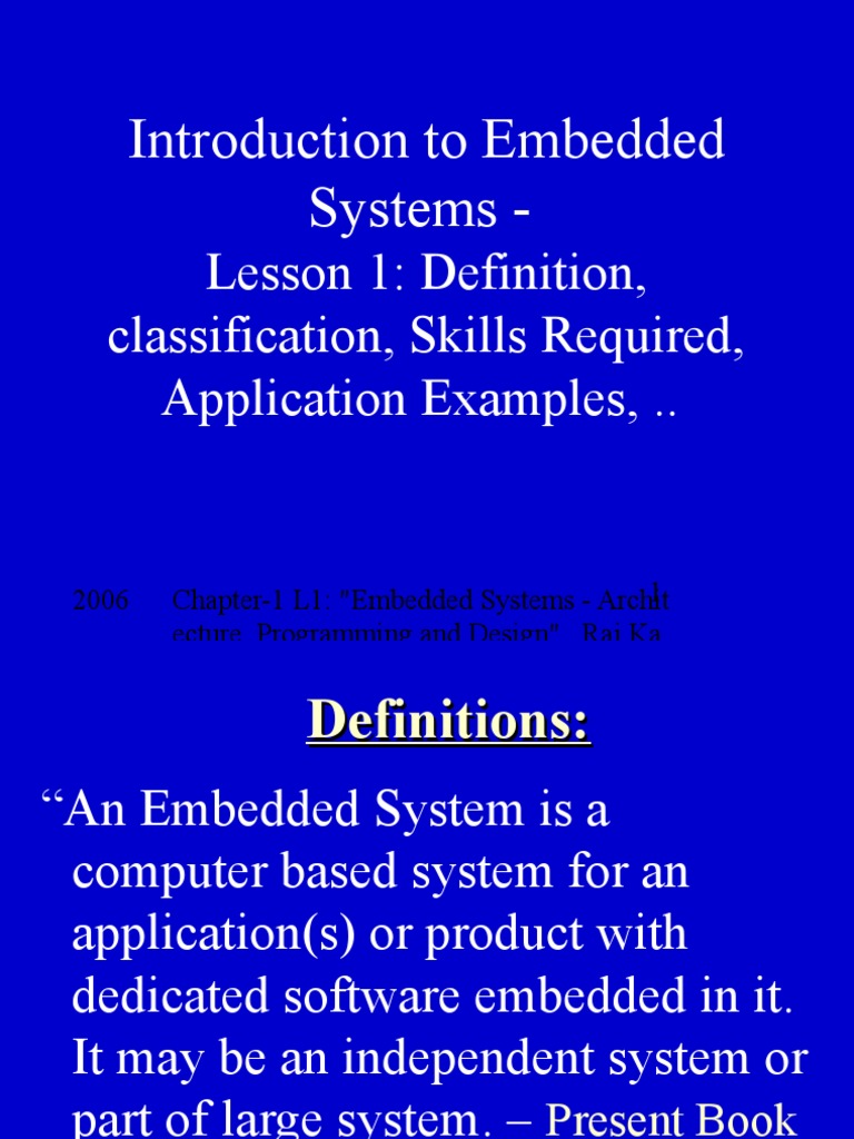 Introduction To Embedded Systems - : Lesson 1: Definition ...
