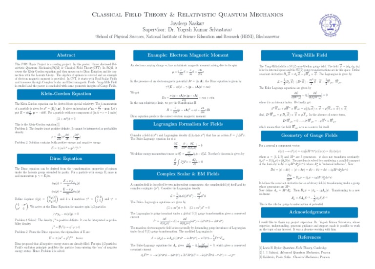 6th Semester Project Poster | PDF | Field (Physics) | Gauge Theory