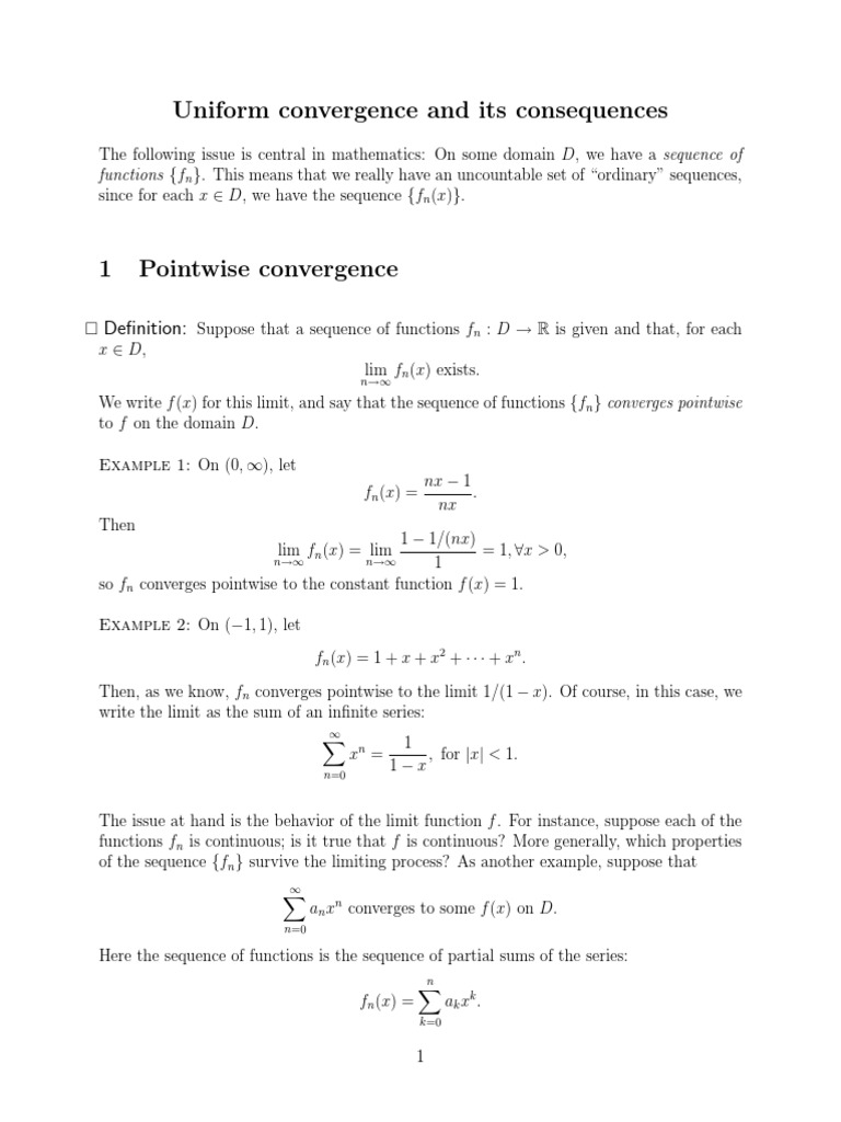 Uniform Convergence | PDF | Series (Mathematics) | Continuous Function