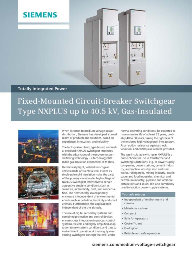 Fixed Mounted Circuit Breaker Switchgear - Siemens | PDF | Electrical ...