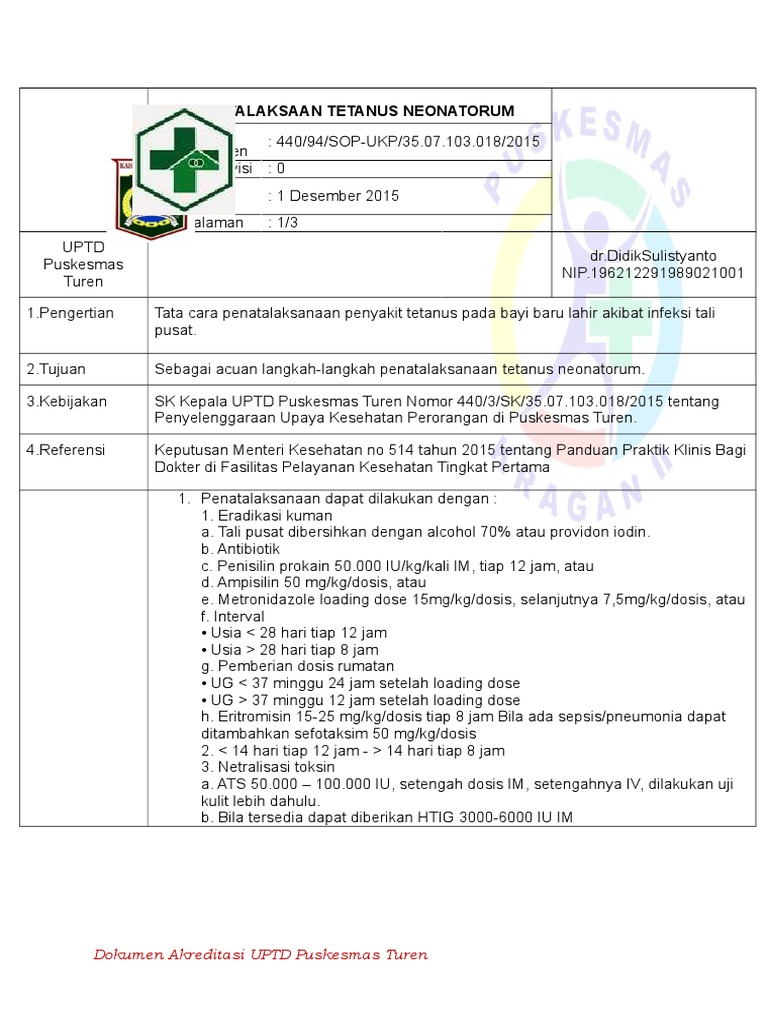 Penatalaksanaan Tetanus Neonatorum | PDF