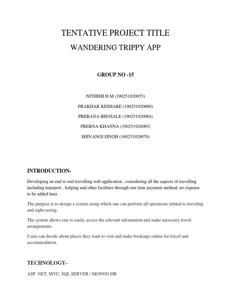 Tentative Project Title: Wandering Trippy App | PDF