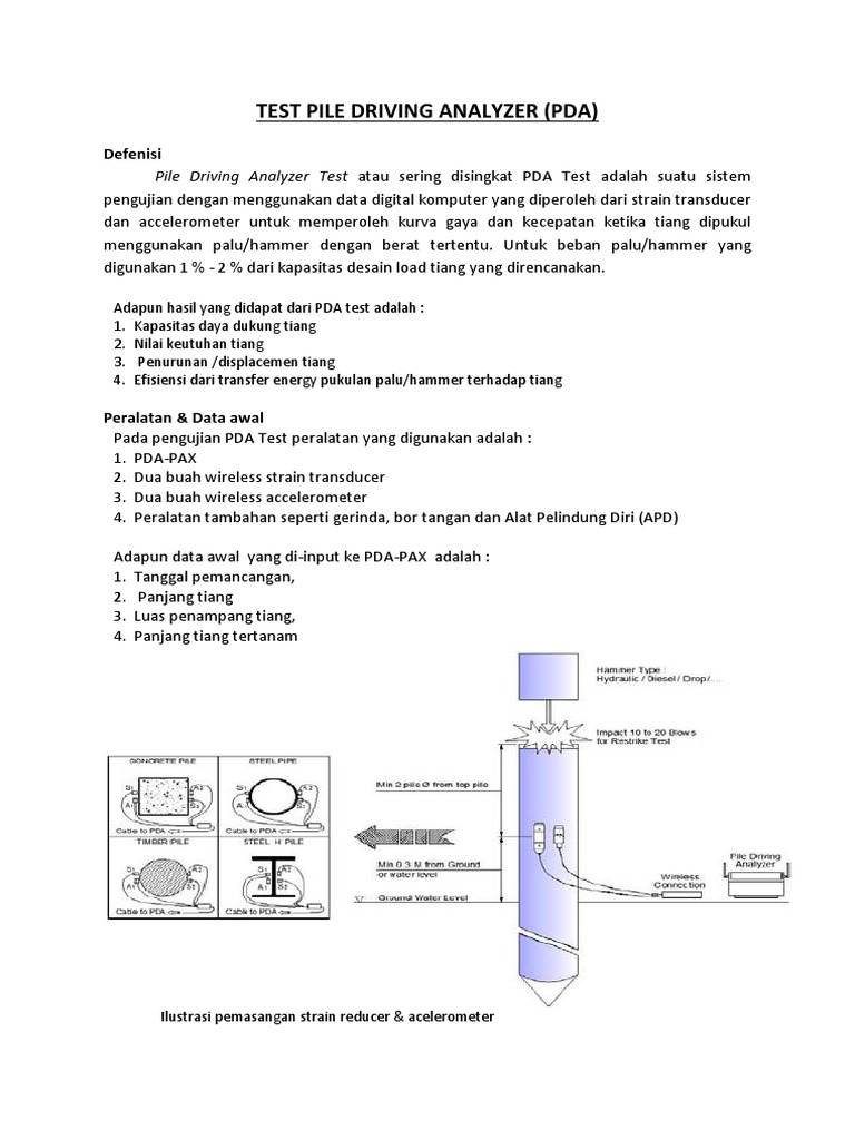 Uji Pile Driving Analyzer (PDA) Tiang Pancang | PDF