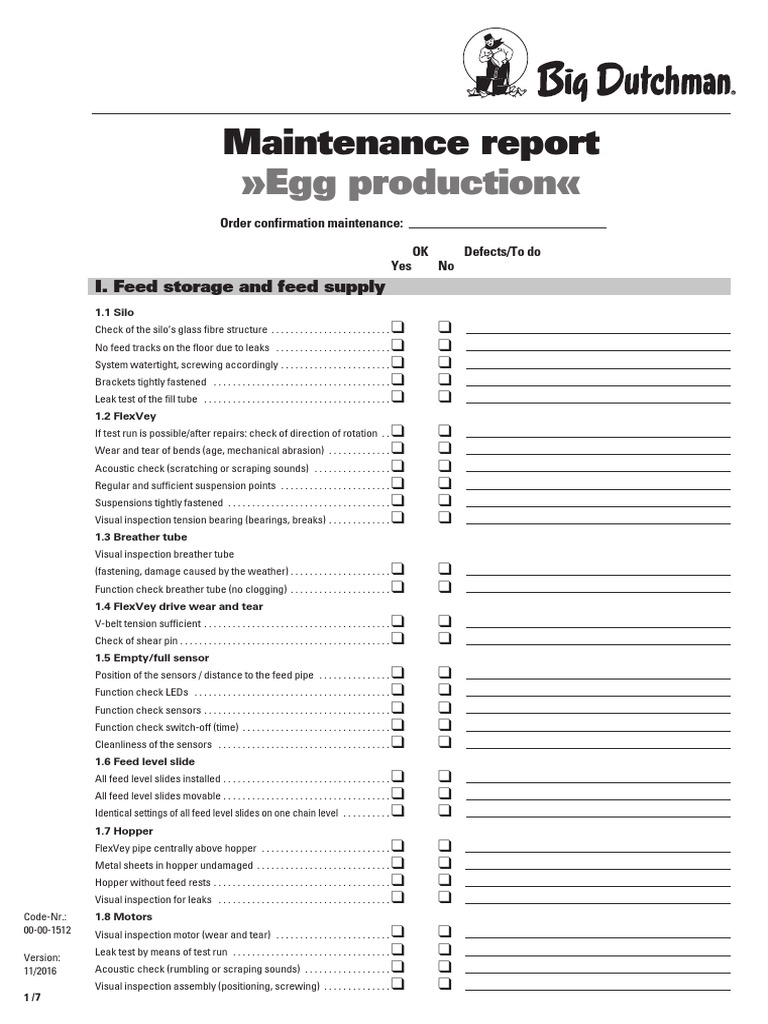 Layer Preventive Maintenance Checklist | PDF | Belt (Mechanical ...