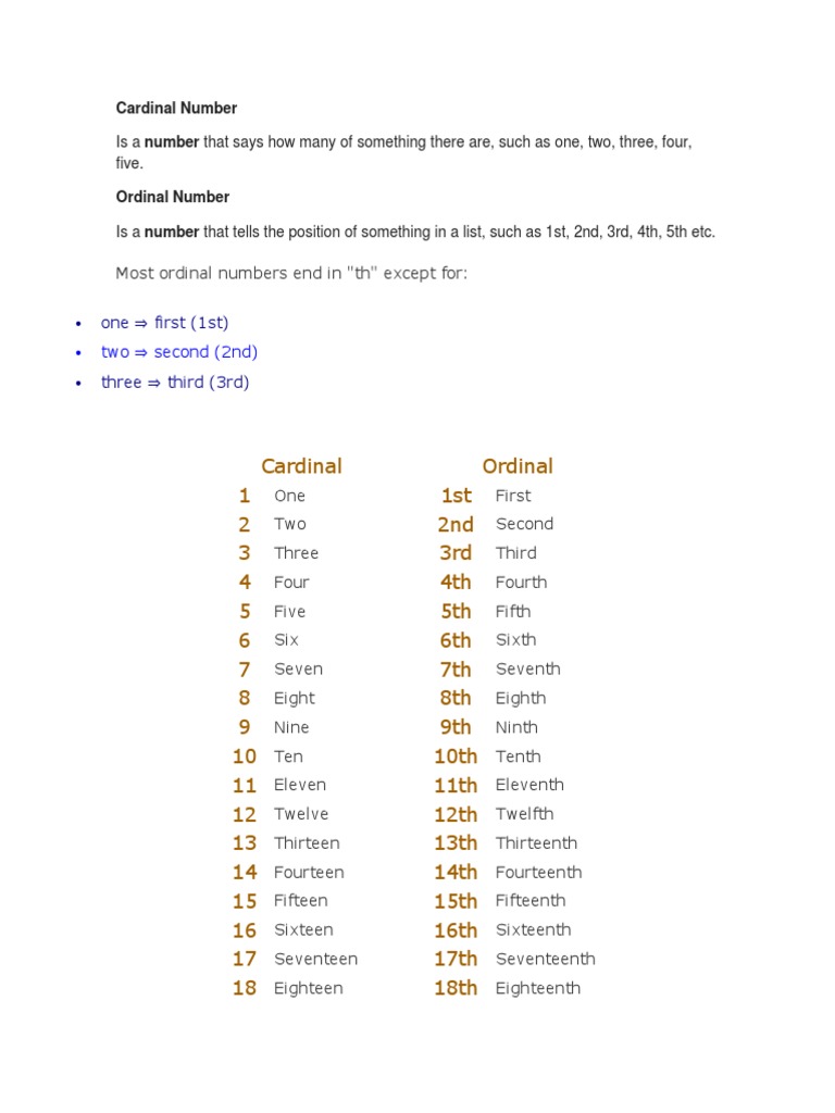Cardinal and Ordinal Numbers | PDF | Teaching Mathematics | Nature