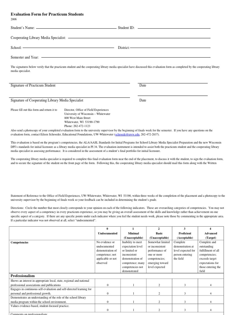 Practicum Eval Form 3 | PDF | Information Literacy | Information Security