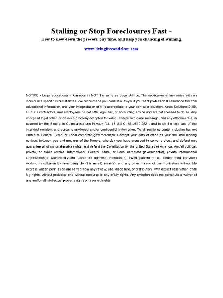 Stop Foreclosures Fast | PDF | Deed Of Trust (Real Estate) | Real ...