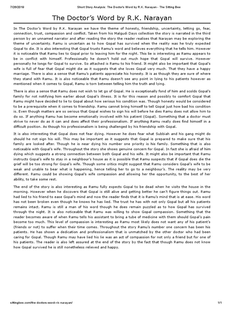 Analysis of "The Doctor's Word" | PDF | Compassion