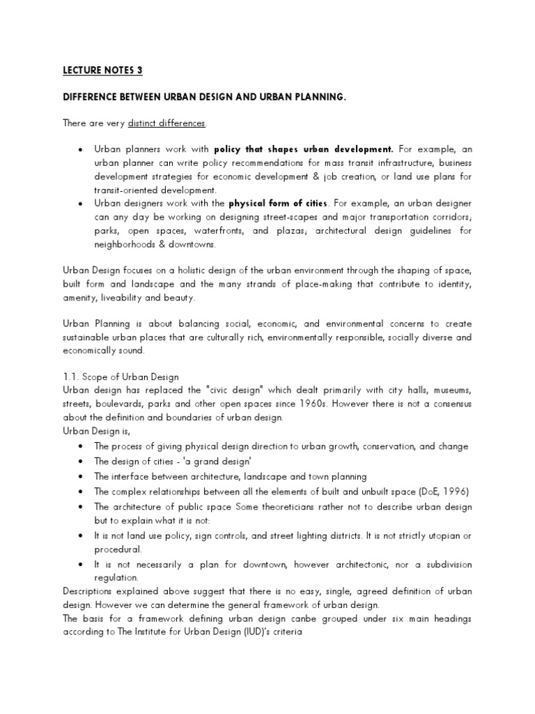 3 Difference Between Urban Design and Urban Planning | PDF | Urban ...