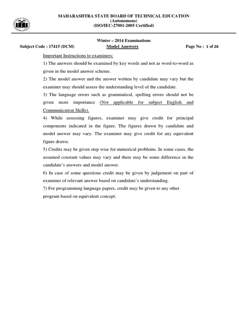 Maharashtra State Boar Maharashtra State Board of Technical Education ...