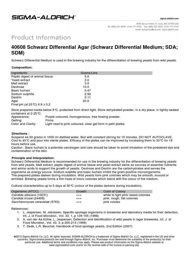 Schwarz Differential Agar (Schwarz Differential Medium SDA SDM) | PDF ...