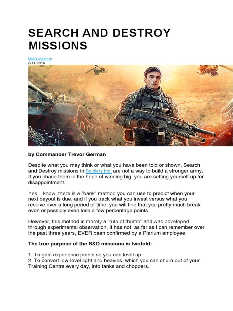 The True Purpose and Benefits of Search and Destroy Missions in ...