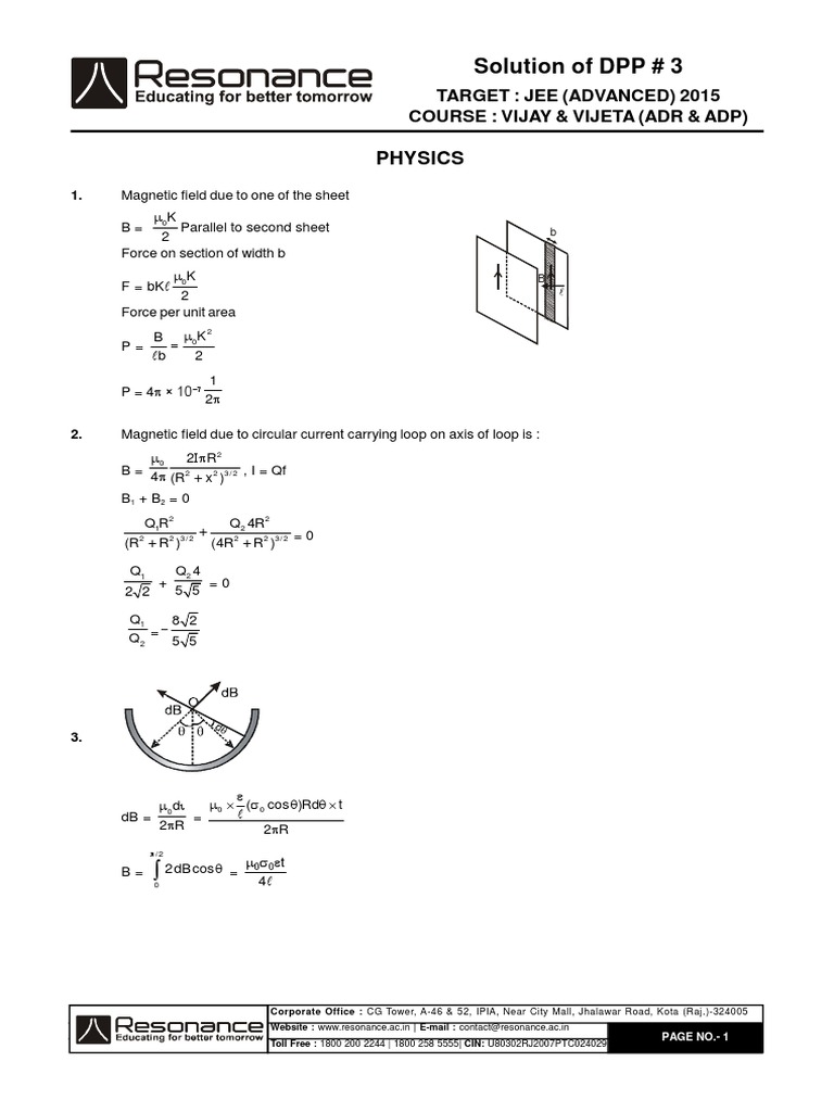 Physics DPP Solution | PDF | Capacitor | Electromagnetism