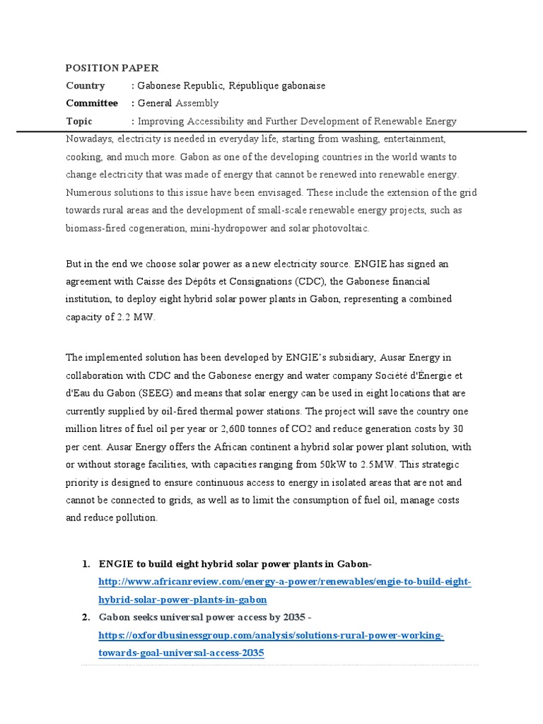 Committee: General: Position Paper Country | PDF