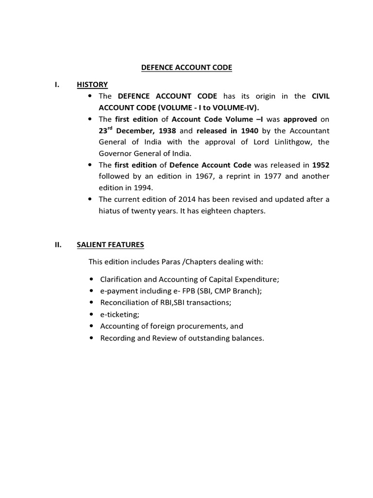 Defence Account Code 2014 150714 PDF | PDF | Government Of India | Banks