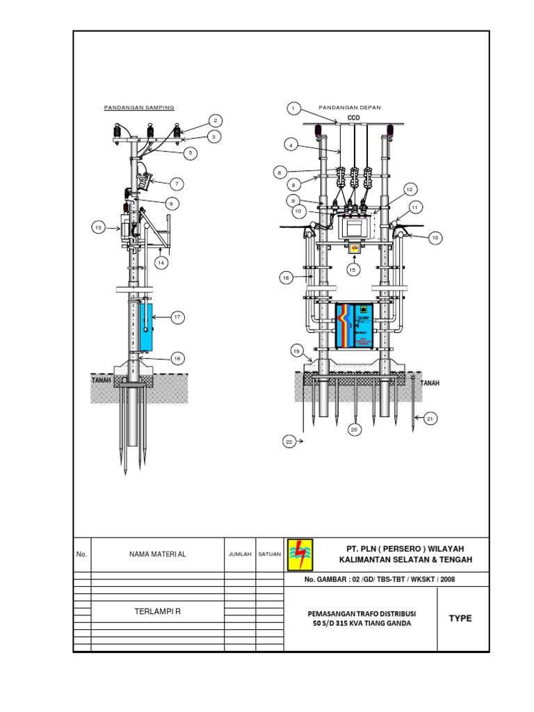 Judul Dokumen Pemasangan Trafo Distribusi 50 S/D 315 KVA Tiang Ganda | PDF