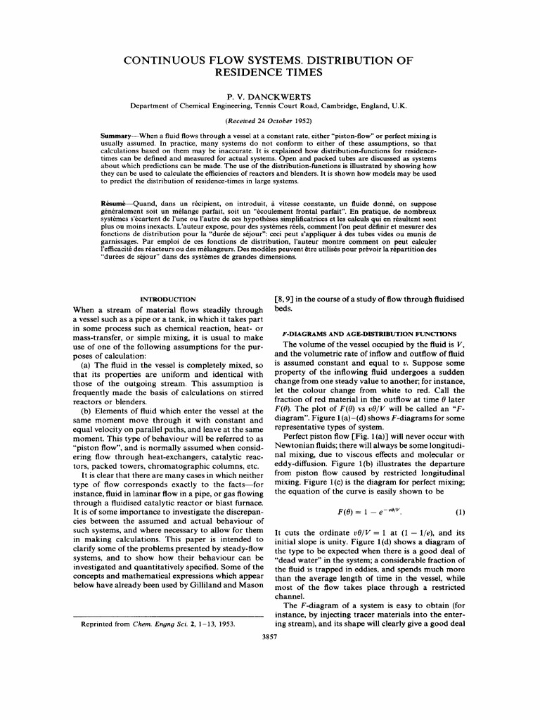 PV Danckwersts 2 | PDF | Chemical Reactor | Fluid Dynamics
