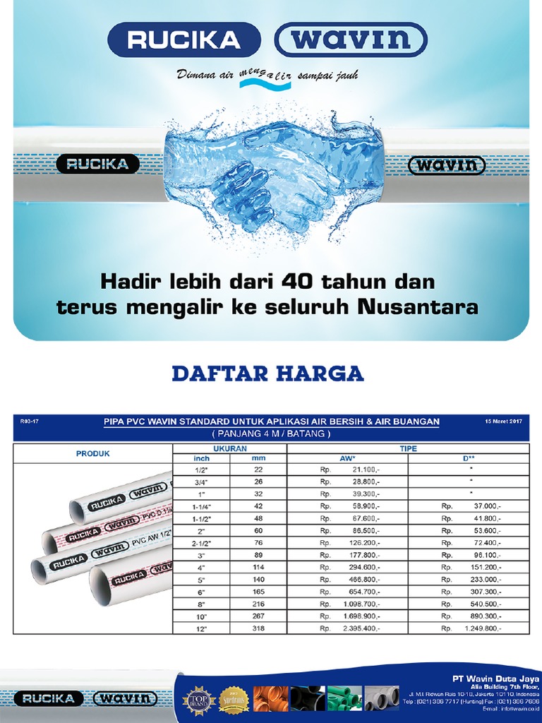 2017 Pricelist Rucika Wavin Standard PDF | PDF