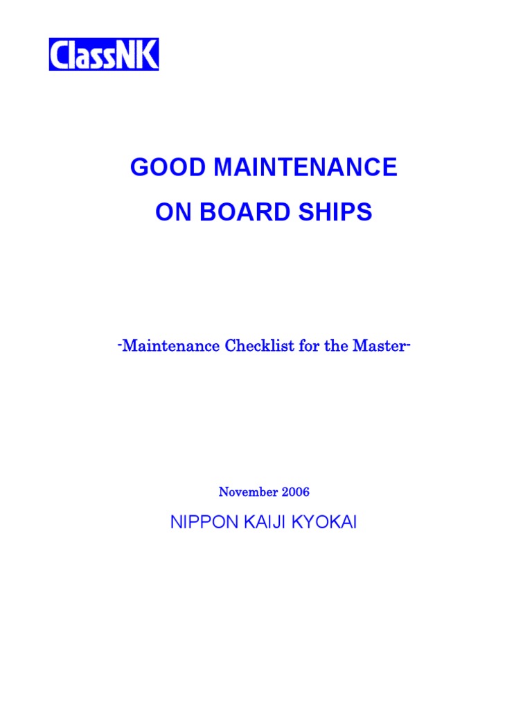 Ship Maintenance Checklist Guide | PDF | Oil Tanker | Sea Captain