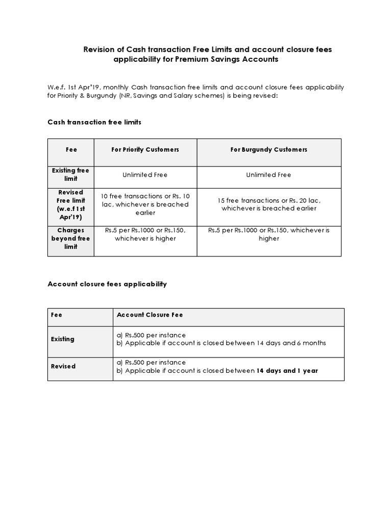 Premium Savings Fee Updates | PDF