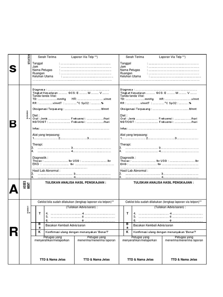 Form Sbar Via TLPN | PDF