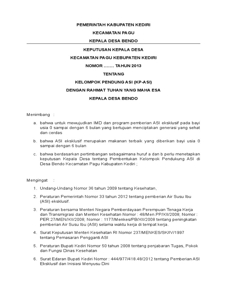 SK KP-ASI Desa Bendo | PDF