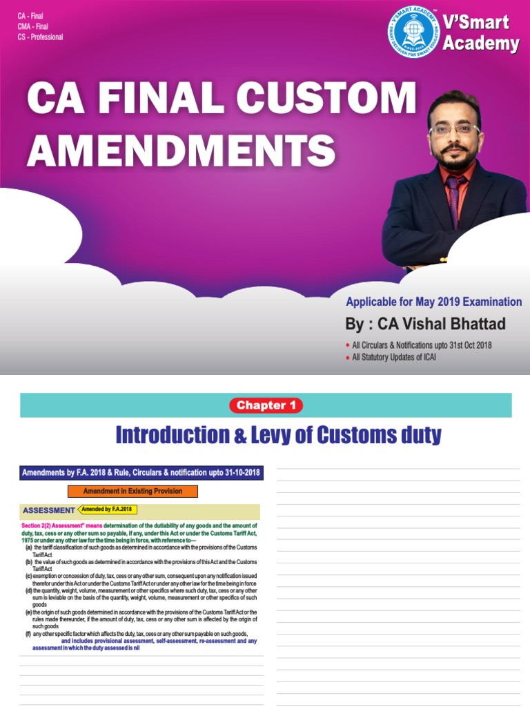 CA Final Amendments Guide | PDF | Customs | Audit