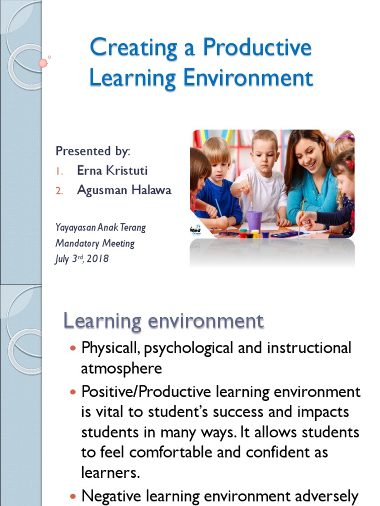 Creating A Productive Learning Environment Pdf Classroom Management