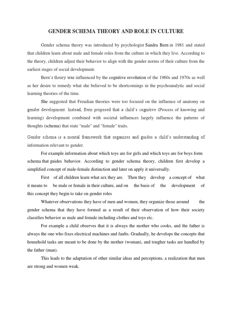 Gender Schema Theory Explains Cultural Influence on Gender Roles | PDF ...