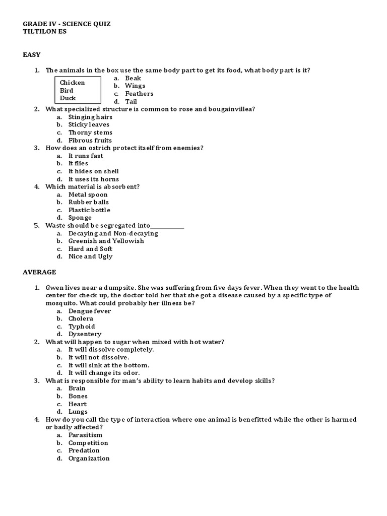 Grade 4 Science Reviewer | PDF | Zoology | Organisms