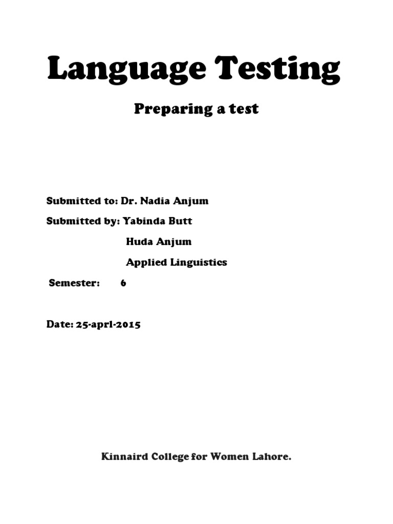 Language Testing: Preparing A Test | PDF | Question | Psychological ...