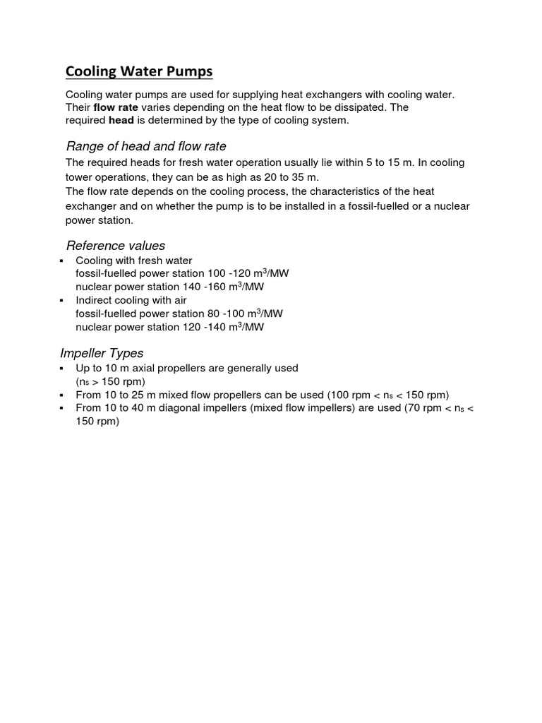 Cooling Water Pumps | PDF | Pump | Power Station