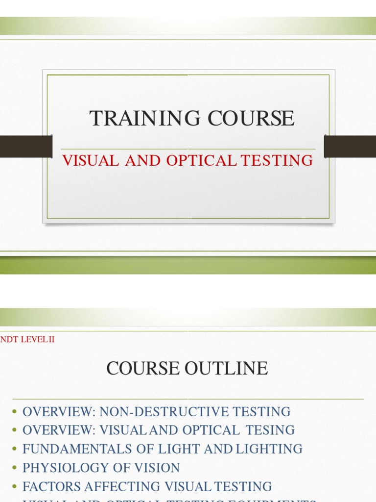 Training Course: Visual and Optical Testing | PDF | Optics | Lens (Optics)